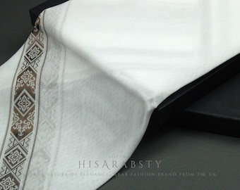 Premium Plain White Emirati Qatari Ghutra Authentic Scarf Rare Shemagh ...