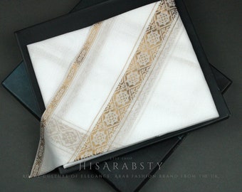 Premium Plain White Emirati Qatari Ghutra Authentic Scarf Rare Shemagh ...