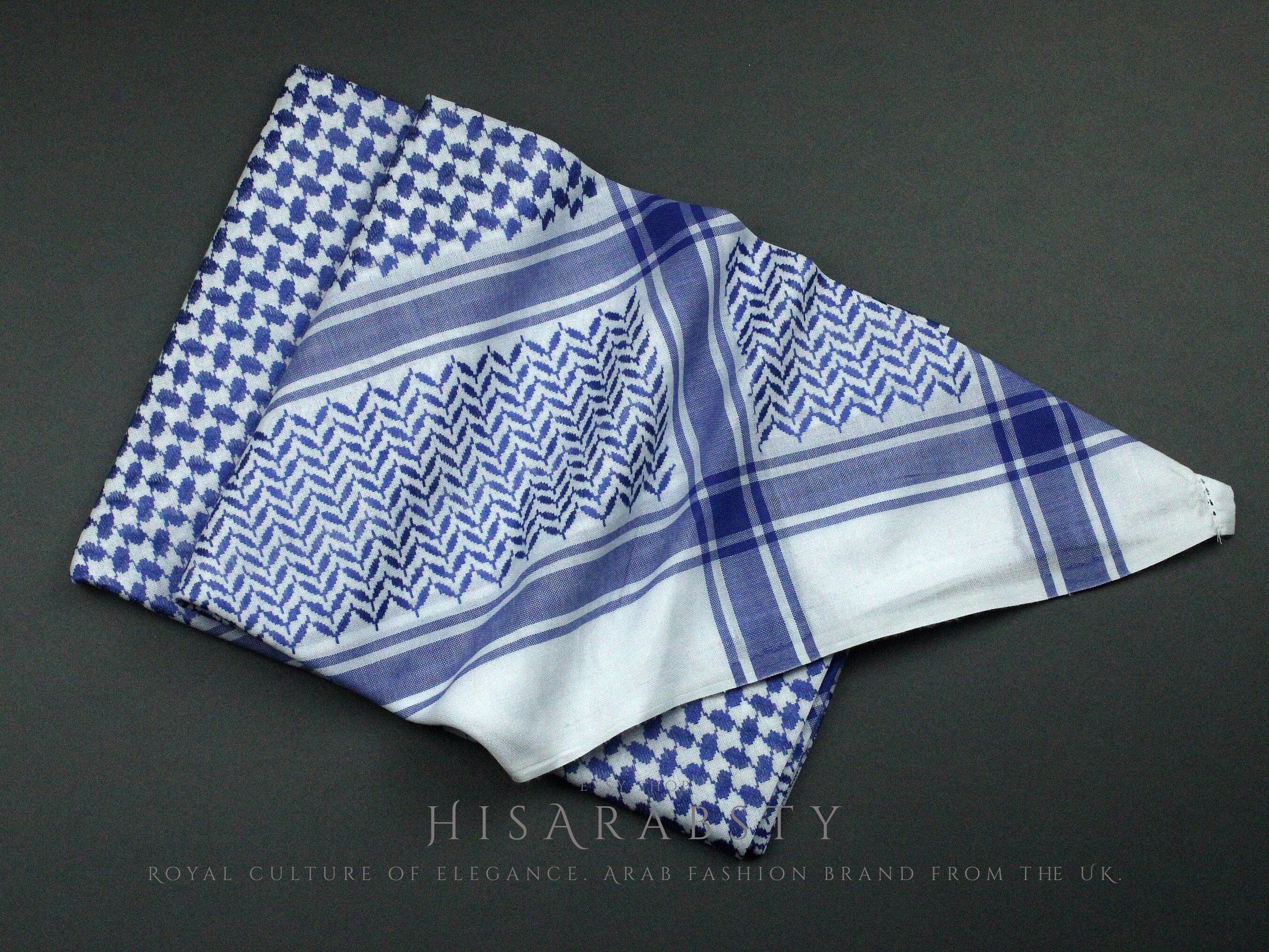 Rare Premium Shemagh Blue and White Keffiyeh Original Arabian Scarf ...