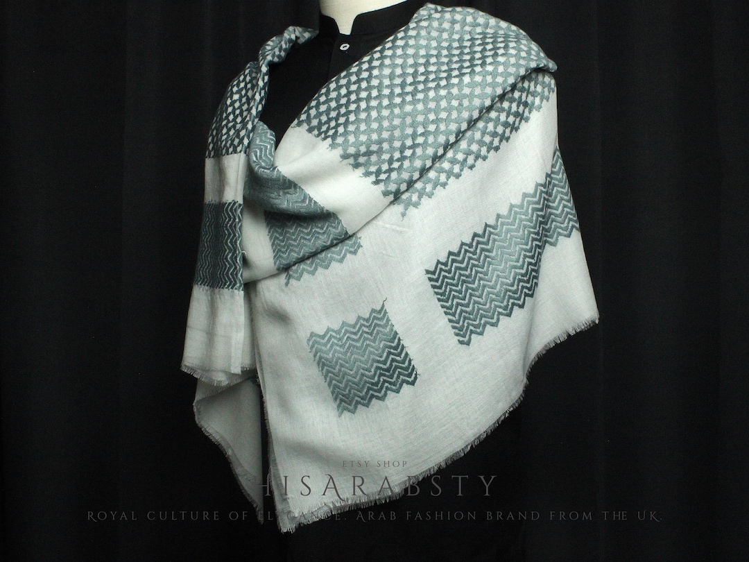 Rare Retro Style Mint and White Shemagh Keffiyeh Original Arab Scarf ...