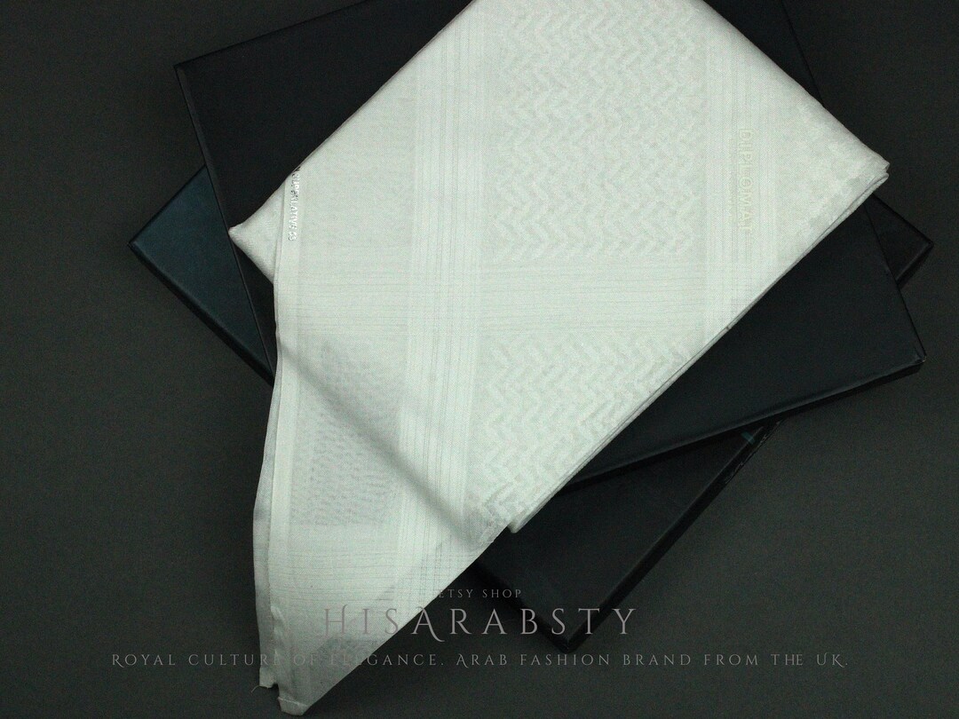 Premium Authentic White Shemagh Keffiyeh Original Arab Scarf Saudi ...