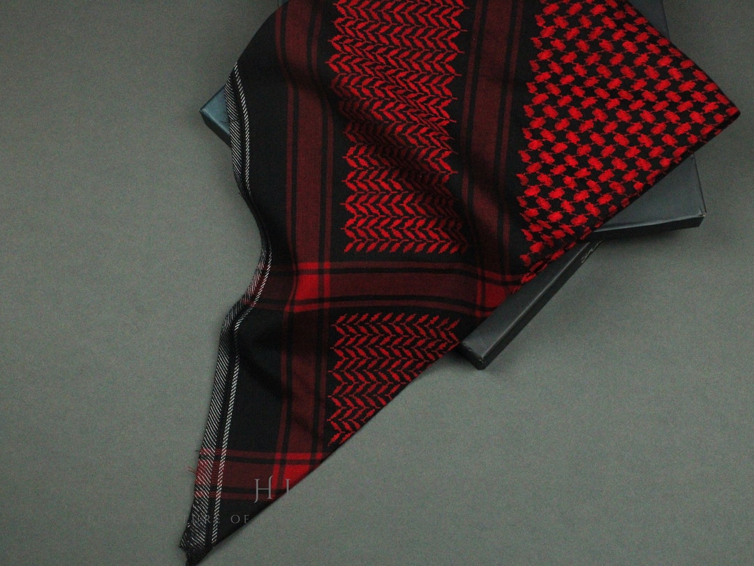 Rare Premium Shemagh Black and Red Keffiyeh Original Arabian Scarf ...