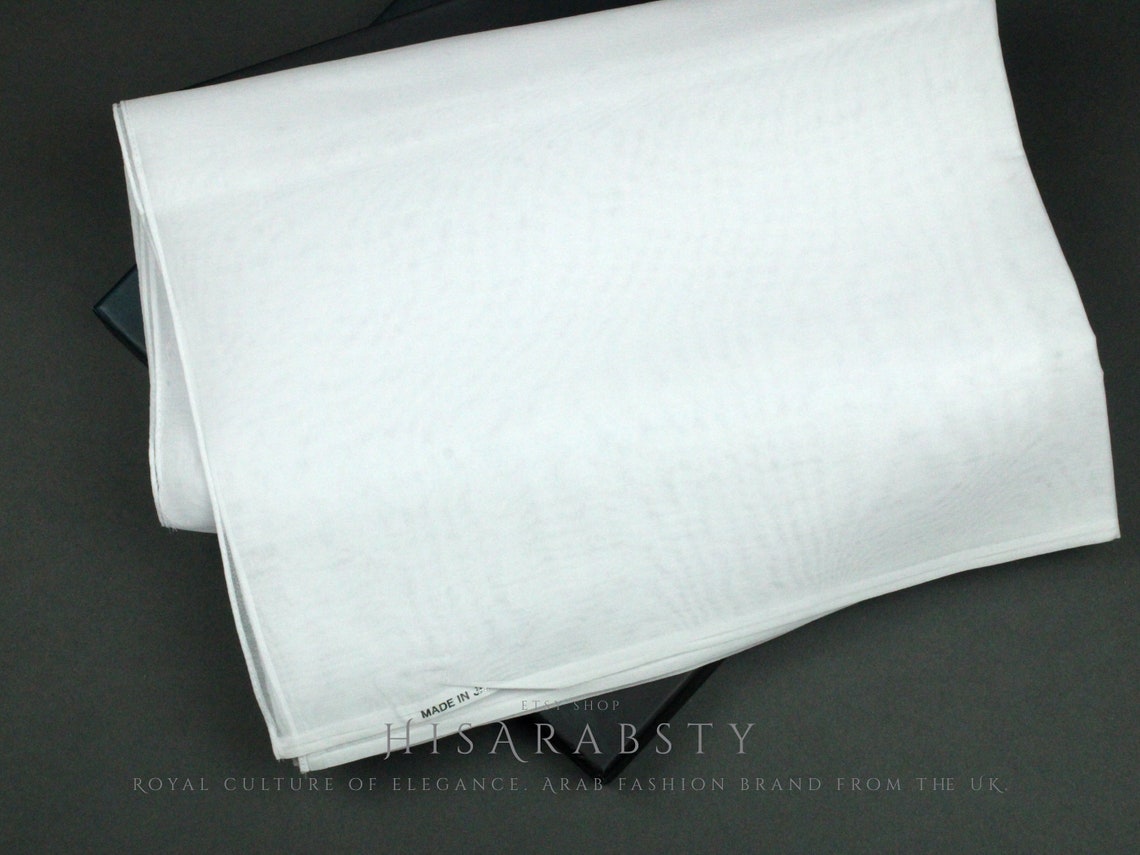 Premium Plain White Emirati Qatari Ghutra Authentic Scarf Rare Shemagh ...