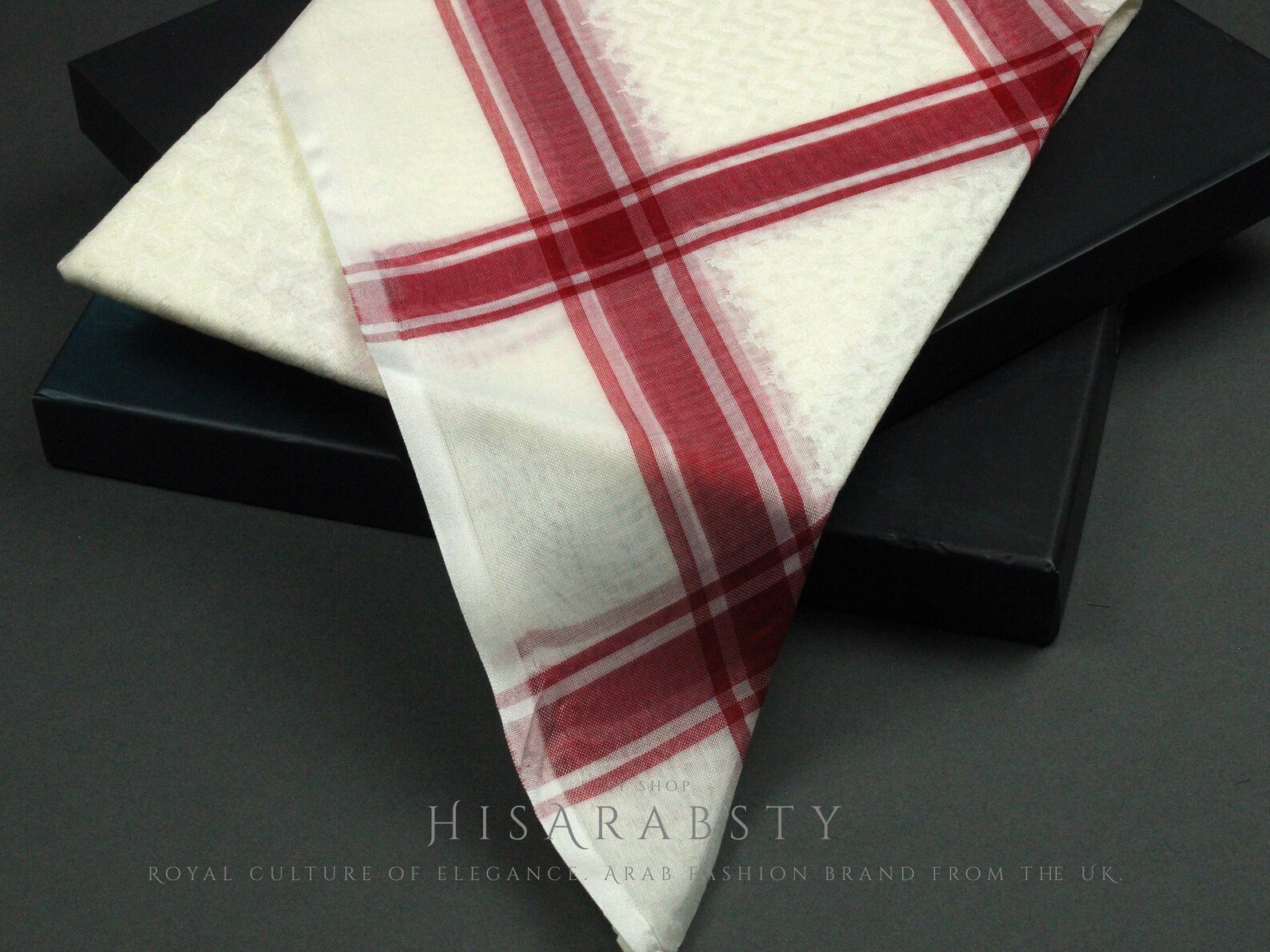 Rare Premium Cream Shemagh With Red Line Keffiyeh Original Arab Scarf ...