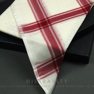 Rare Premium Cream Shemagh With Red Line Keffiyeh Original Arab Scarf ...
