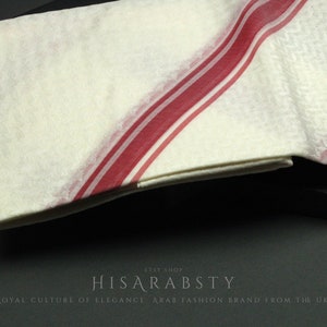 Rare Premium Cream Shemagh With Red Line Keffiyeh Original Arab Scarf ...