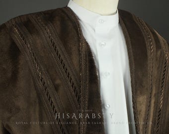 Chocolate Brown Farwa Bisht Mishla ʿabāʾa Arabian Coat Fur Lined Warm ...