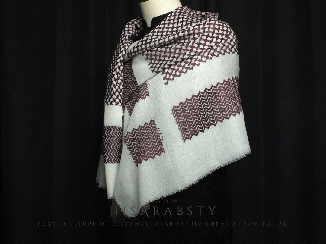 Rare Retro Style Maroon and White Shemagh Keffiyeh Original Arab Scarf ...