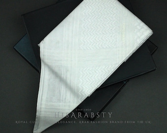 Rare Premium Cream Shemagh With Red Line Keffiyeh Original Arab Scarf ...