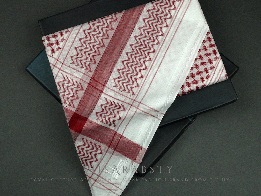 Rare Premium Red and White Shemagh Keffiyeh Original Arab Scarf Saudi ...