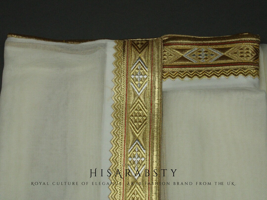Rare Authentic White Bisht Premium Khaleeji Men Cloak Embroidery ...