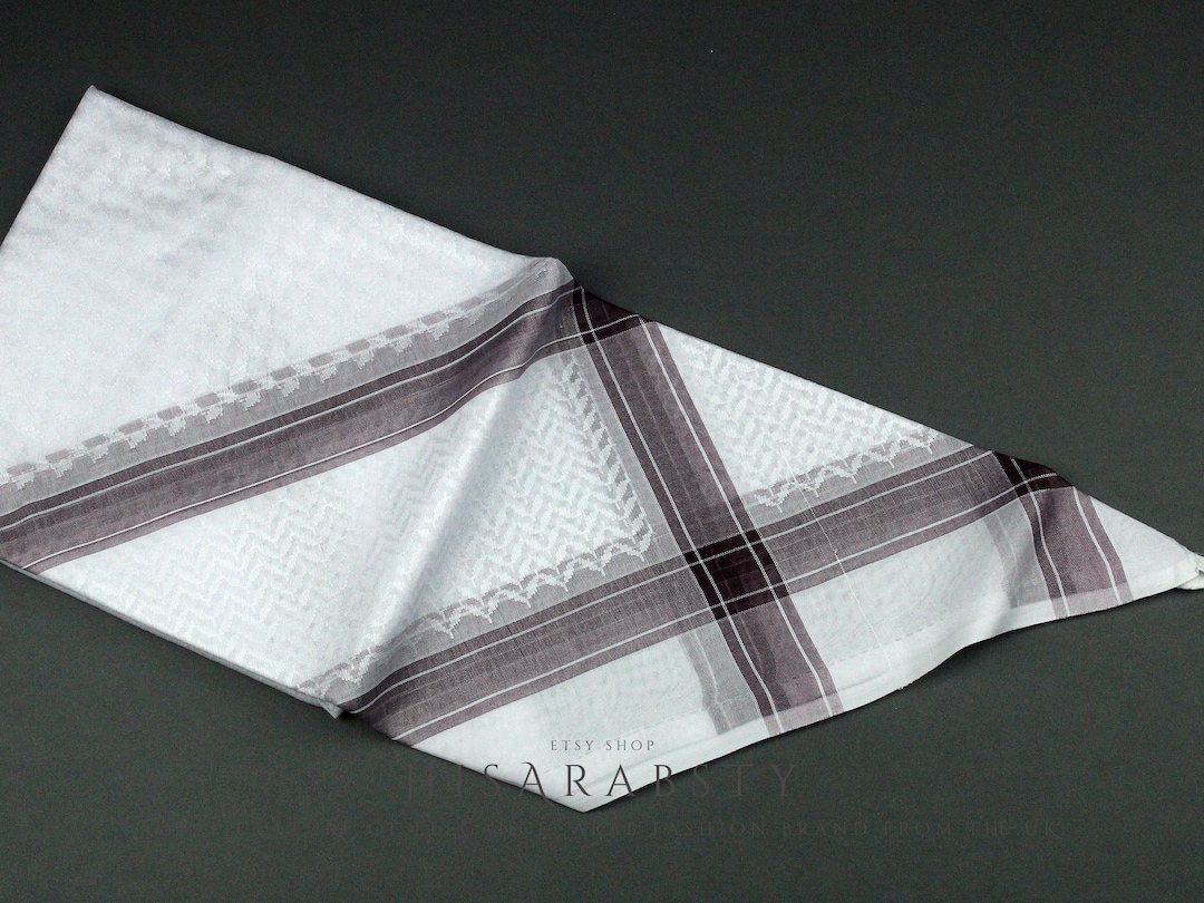 Rare Premium White Shemagh With Purple Line Keffiyeh Original Arab ...