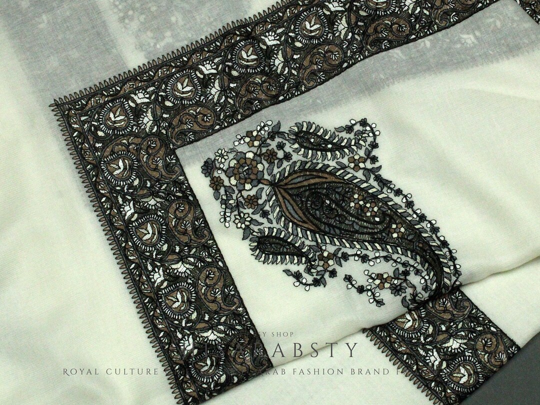 Rare Off-white Authentic Yemeni Shemagh Embroidered Scarf Amazing ...