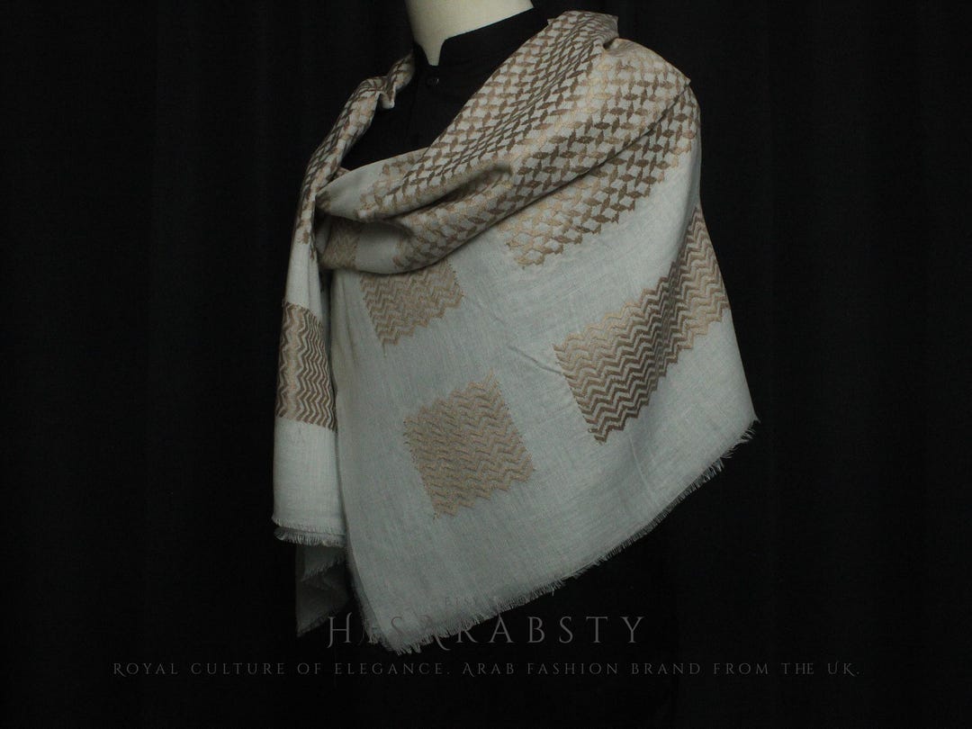 Rare Retro Style Rose Gold and White Shemagh Keffiyeh Original Arab ...