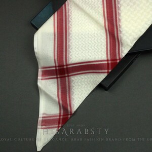 Rare Premium Cream Shemagh With Red Line Keffiyeh Original Arab Scarf ...