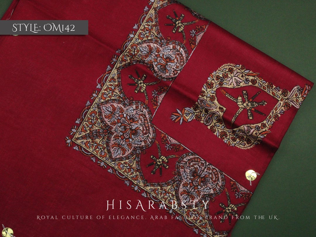 Rare Red Colour National Omani Massar Embroidered Authentic Scarf ...