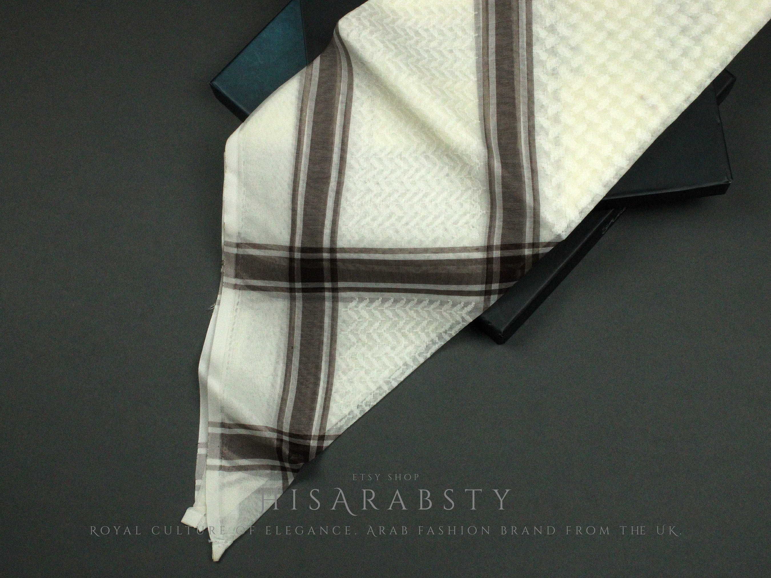 Rare Premium Cream Shemagh With Brown Line Keffiyeh Original Arab Scarf ...