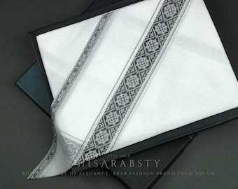 Premium Plain White Emirati Qatari Ghutra Authentic Scarf Rare Shemagh ...