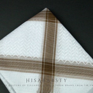 Rare Premium White Shemagh With Rose Gold Line Keffiyeh Original Arab ...