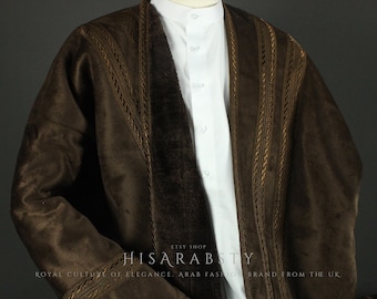 Unique Brown Farwa Bisht With Hoodie Mishla ʿabāʾa Arabian Coat Fur ...