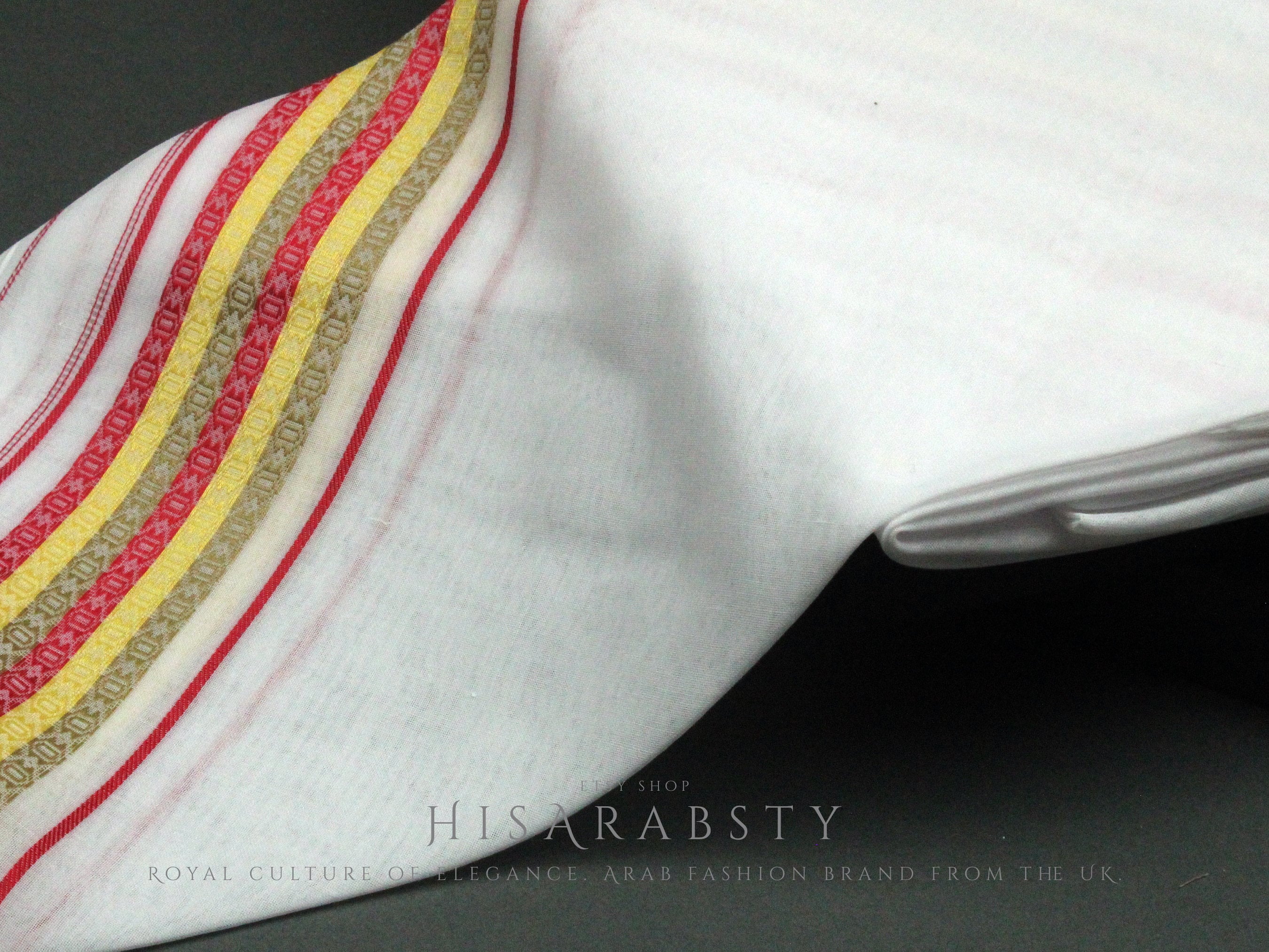 Premium White Embroidered Emirati Qatari Ghutra Authentic Scarf Rare ...
