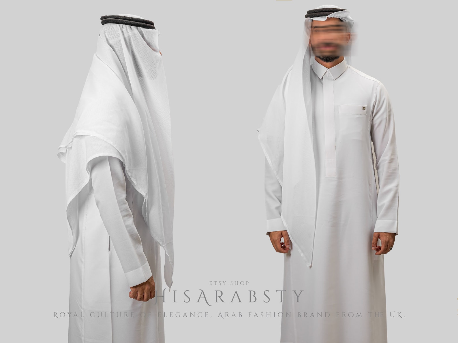 Premium Plain White Emirati Qatari Ghutra Authentic Scarf Rare Shemagh ...