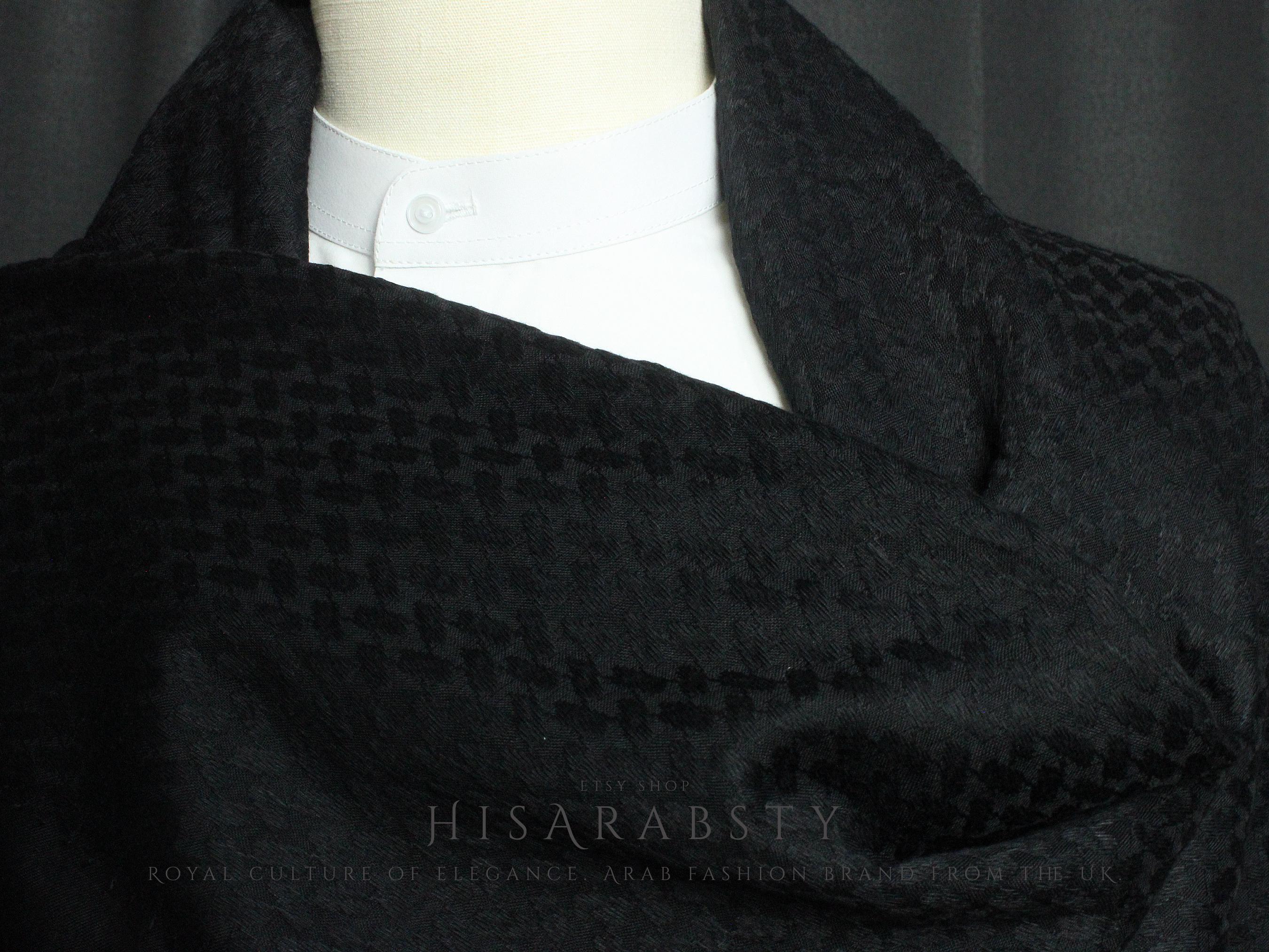 Full Black Shemagh Original Arabian Scarf Saudi Arabian Imamah Islamic ...