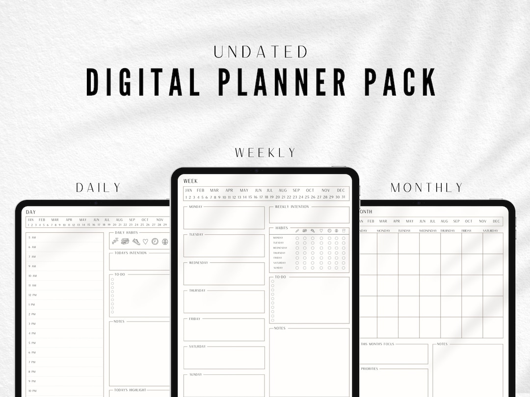 Digital Daily Planner Pack, Portrait Digital Planer, Goodnotes Planner ...