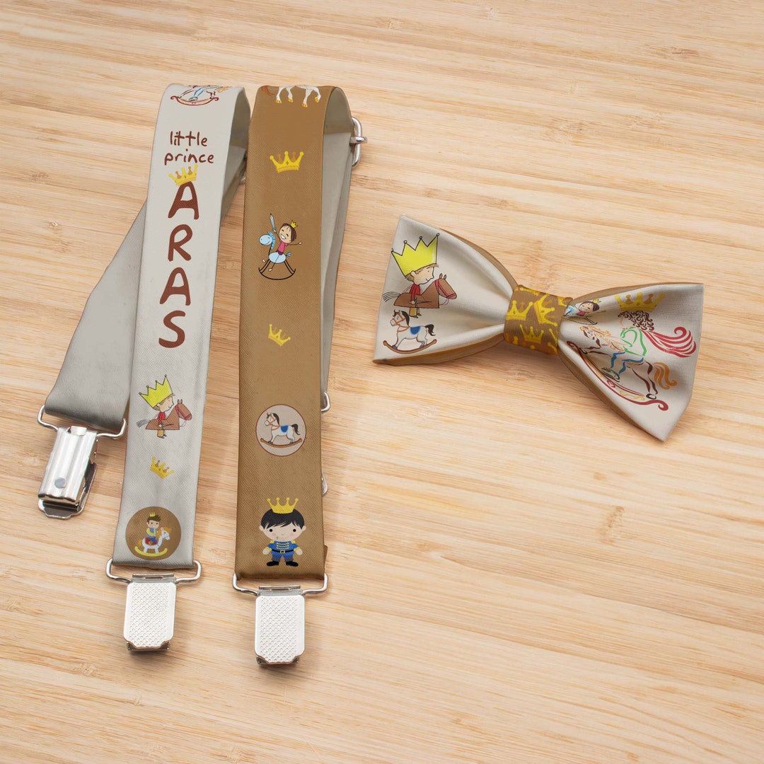 Little Prince Bow Tie and Suspenders Set, Custom Name Suspender, Little ...