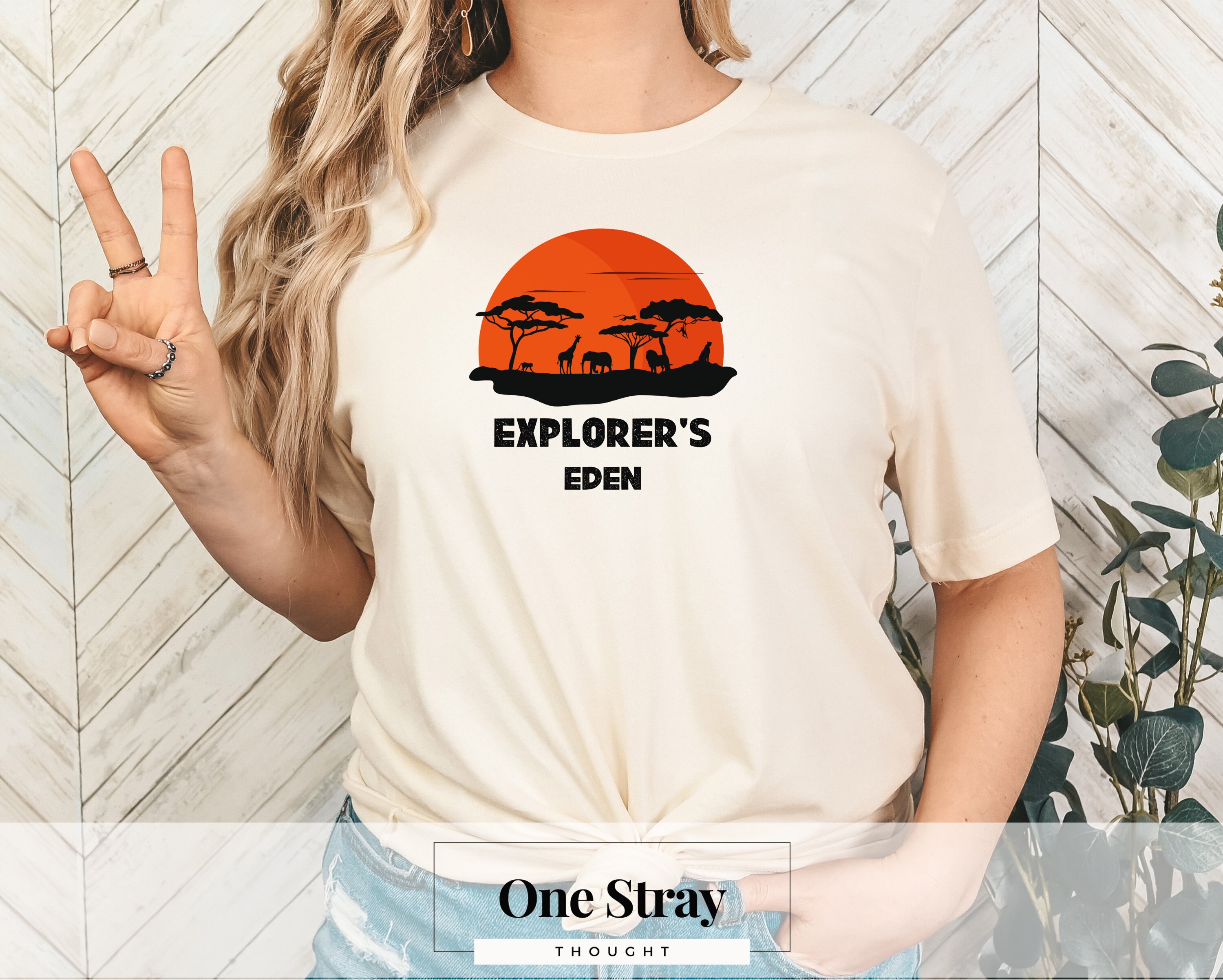 Explorers Eden Safari Sunset Graphic Tee Africa Wildlife Silhouette Shirt, Savannah Animals ...