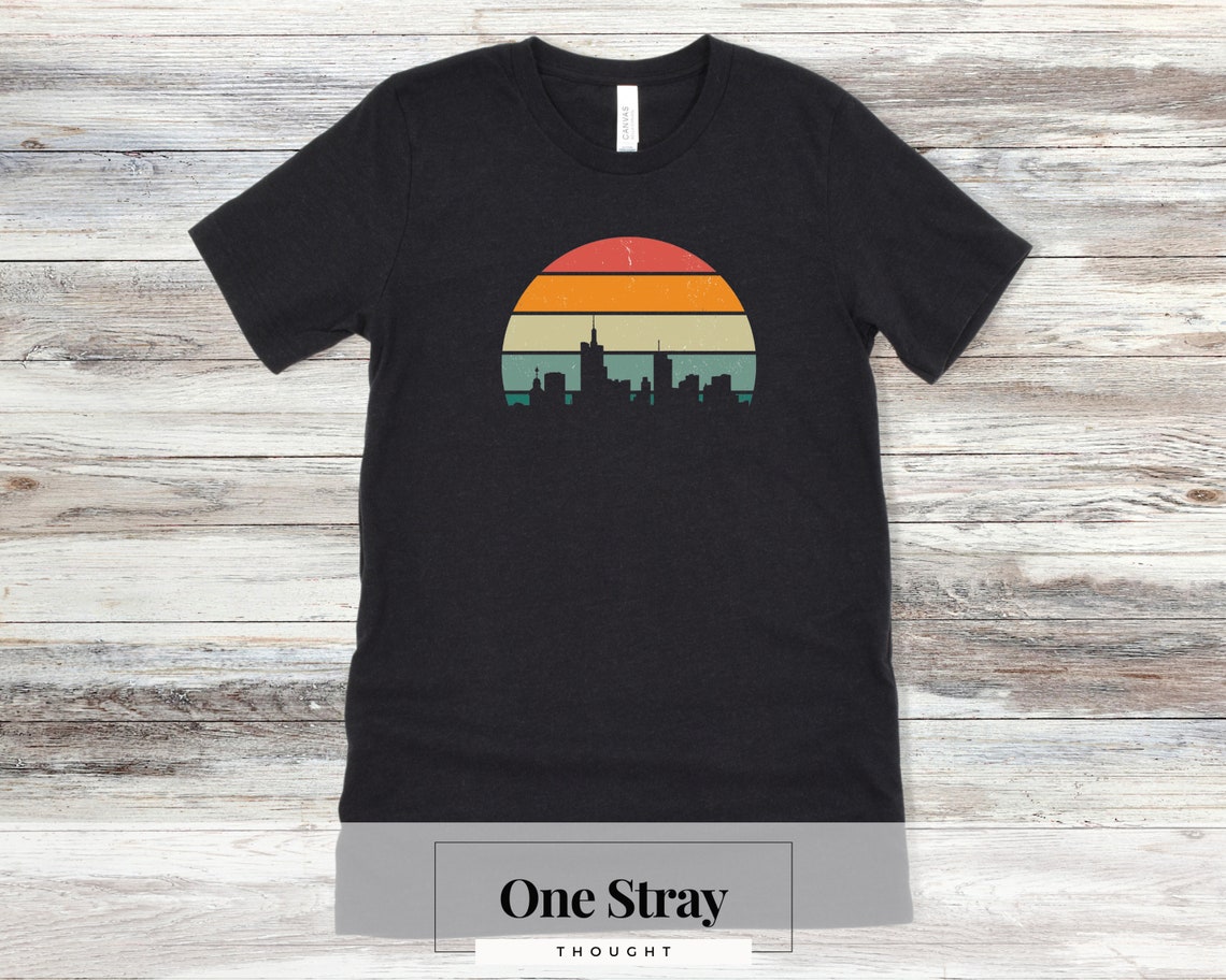 Retro City Sunset Tee | Urban Skyline Shirt, Vintage Sunscape Top ...