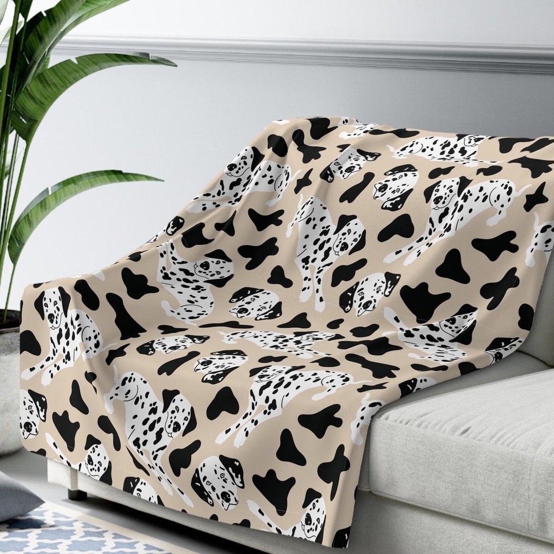 Dalmatian Spotted Neutral Print Sherpa Fleece Blanket Puppy Dog Mom ...