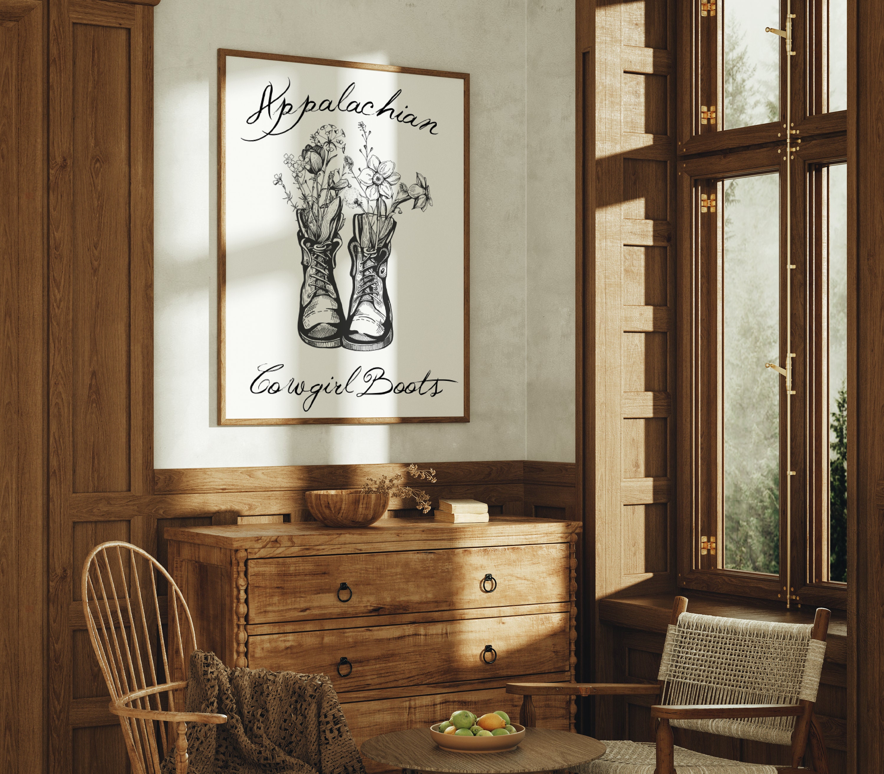 Appalachian Cowgirl Wall Art Physical Poster Artwork, Black Trendy Wall ...