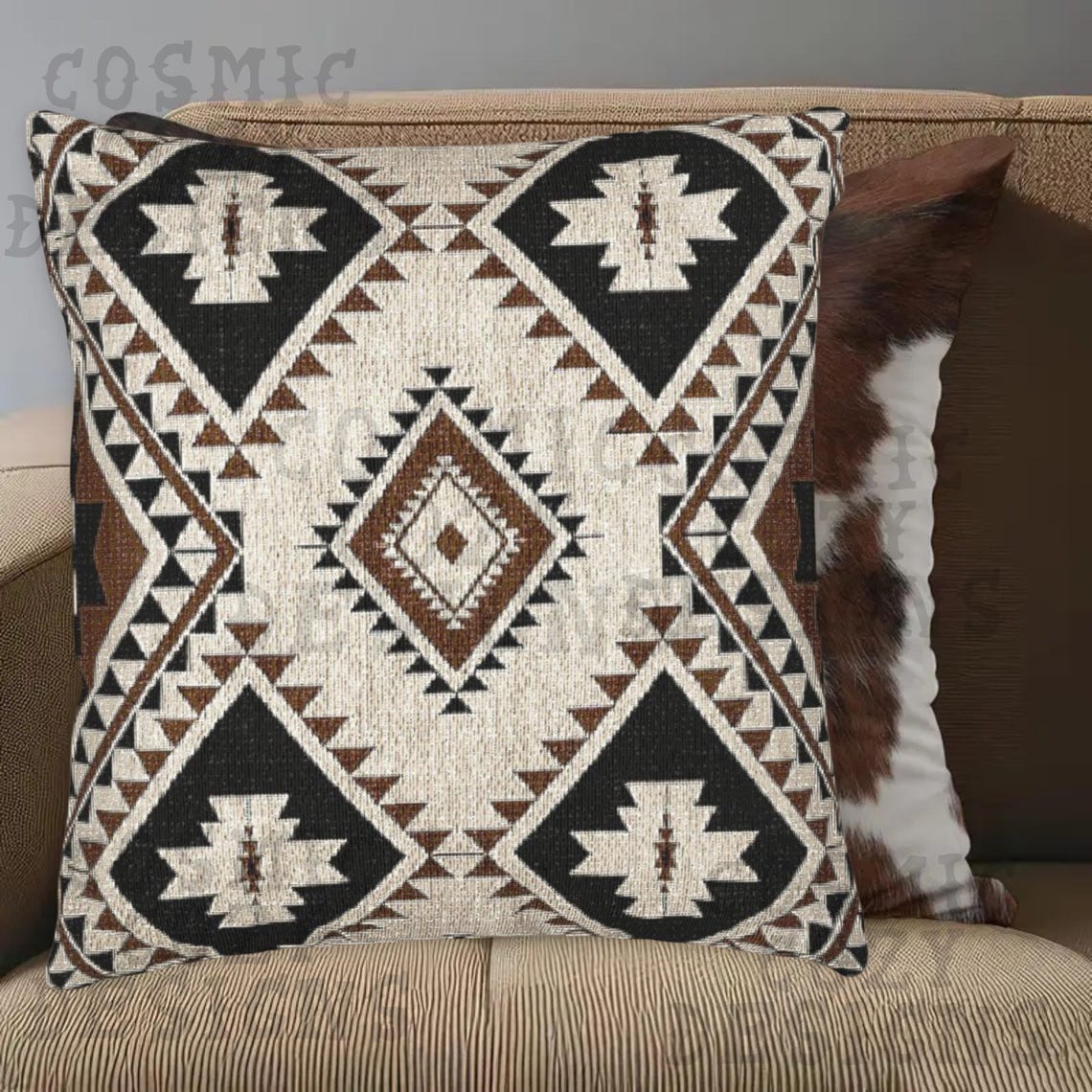 Old Western Woven Pillow Cowboy Western Inspired Style Bedding Cowgirl ...