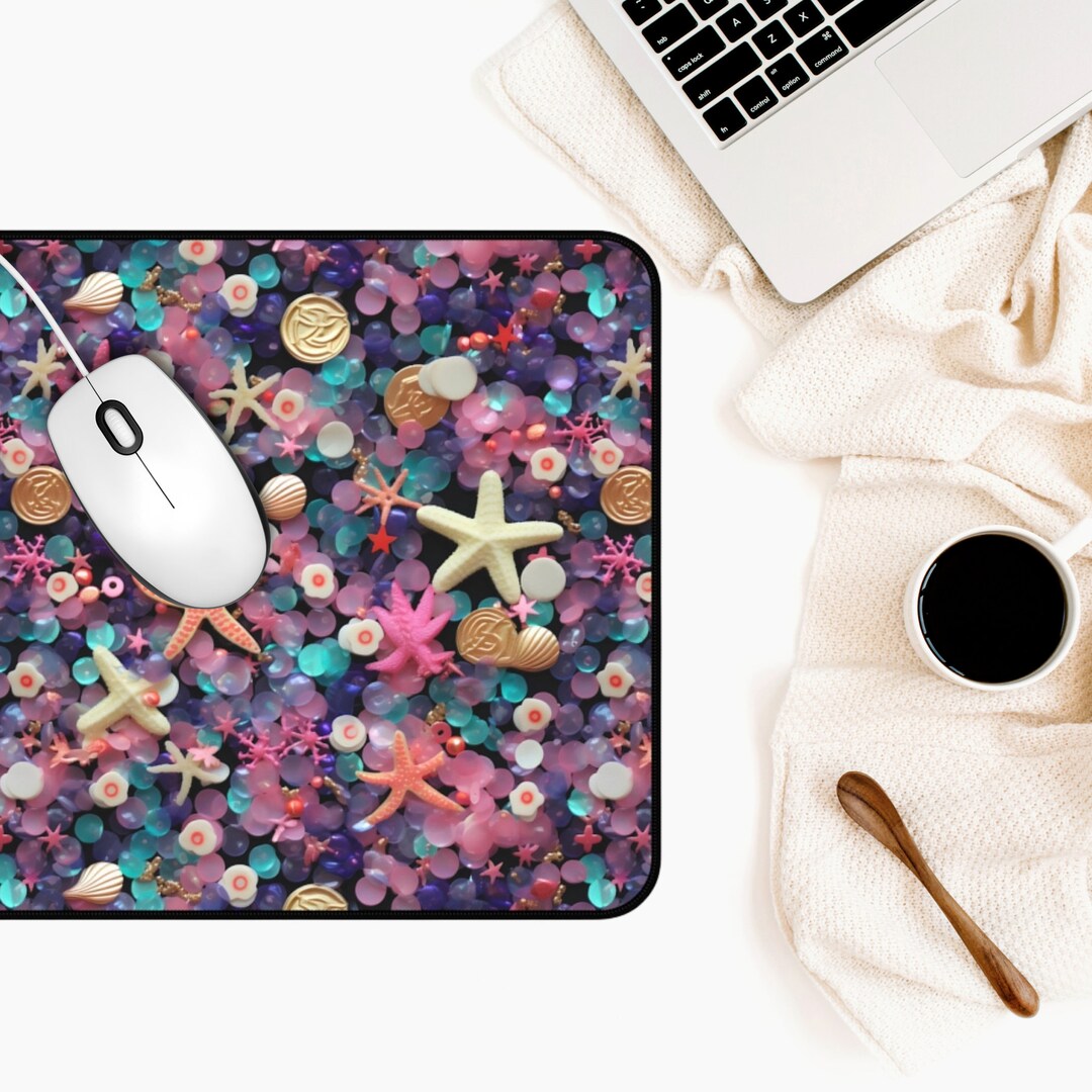Cute Desk Mat Aesthetic Office Decor Pink Blue 3D Beachy Bead Pastel ...