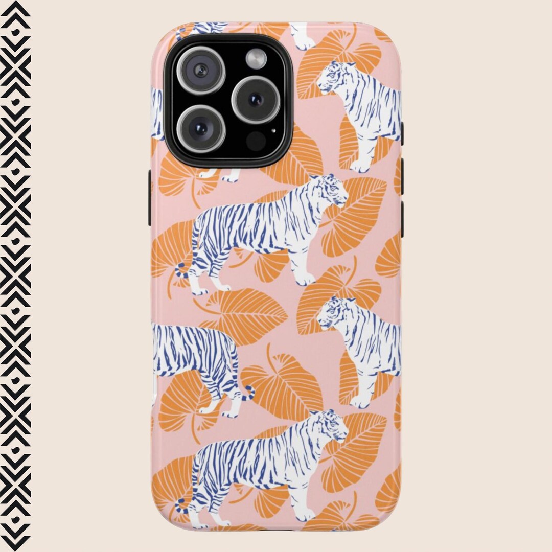 Tiger iPhone Case 16 15 14 13 Max Pro Preppy Stuff Pink Tough Case Gift ...