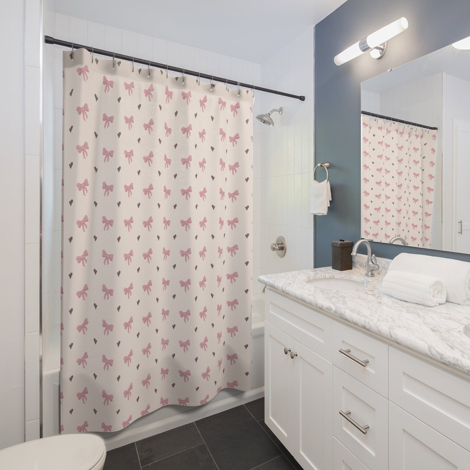 Coquette Pink Valentine Ribbon Bow Shower Curtain Lovecore Softcore ...