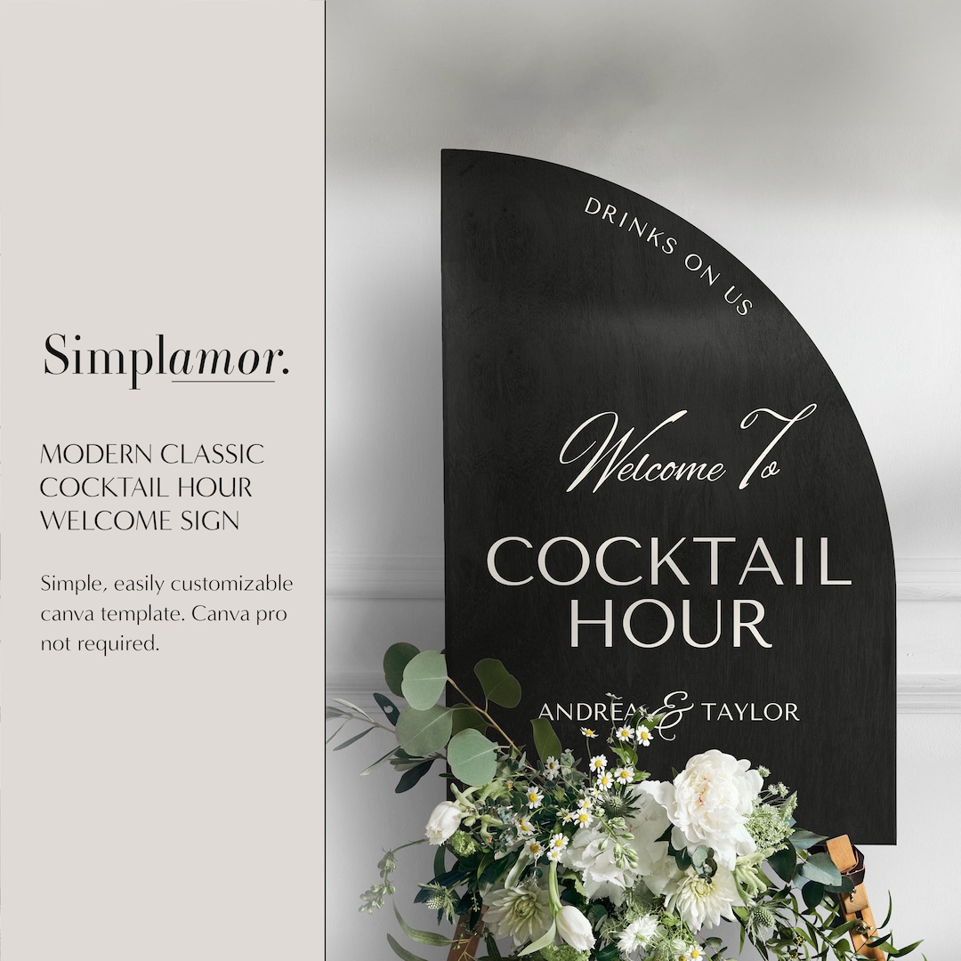 Modern Cocktail Hour Sign Template | Printable Wedding Sign ...