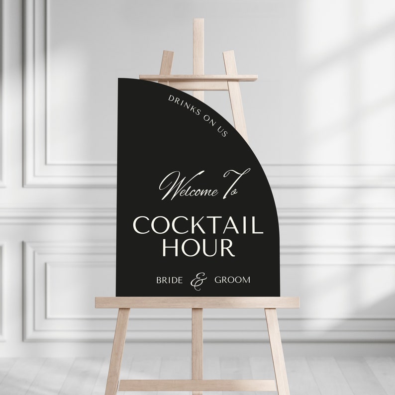 Modern Cocktail Hour Sign Template | Printable Wedding Sign ...