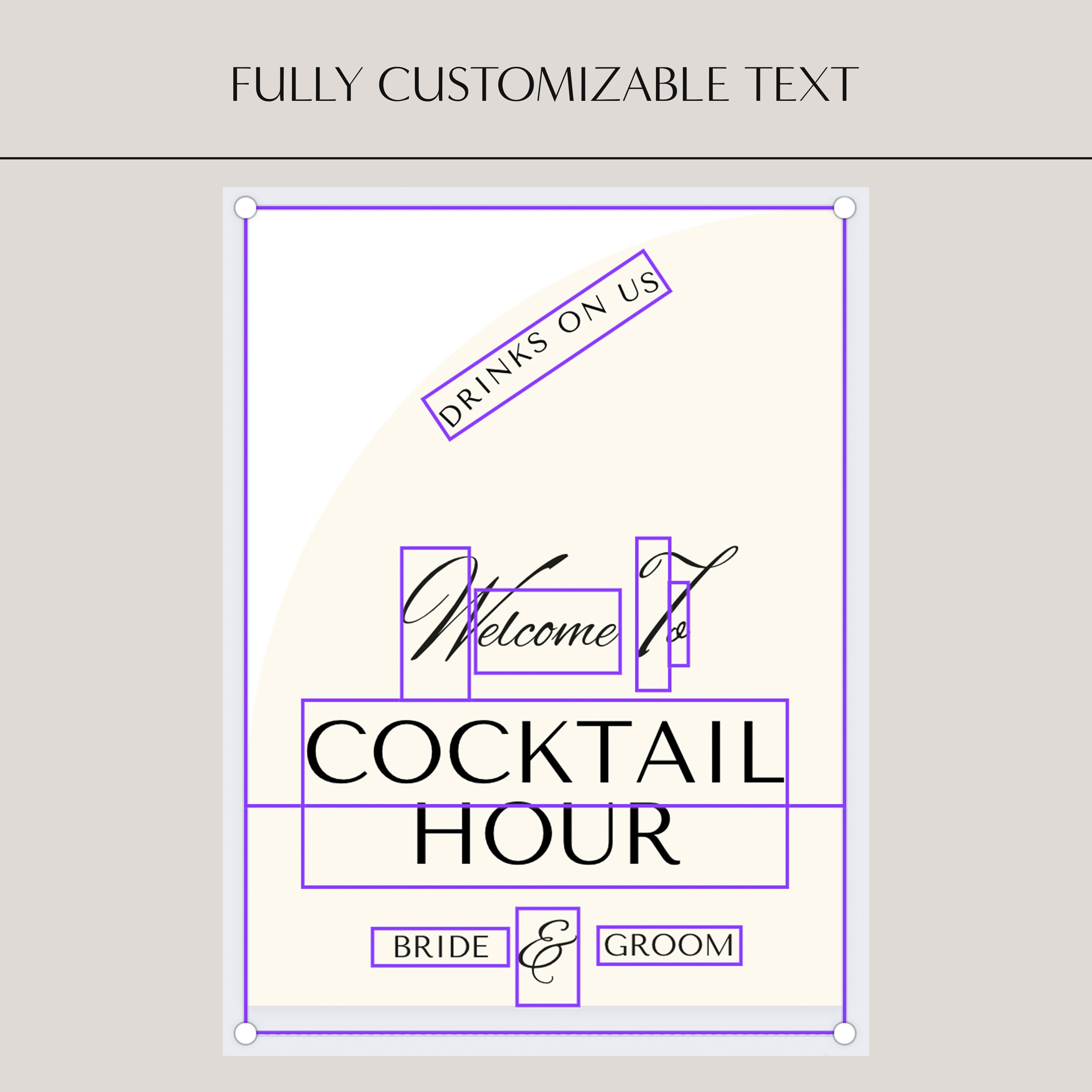 Modern Cocktail Hour Sign Template | Printable Wedding Sign ...