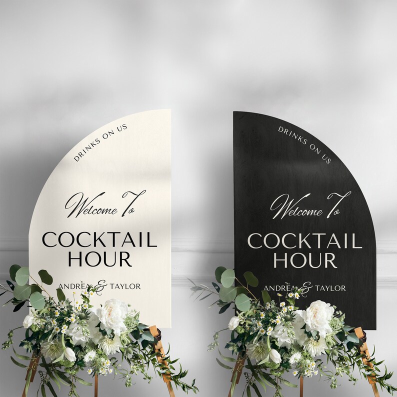Modern Cocktail Hour Sign Template | Printable Wedding Sign ...