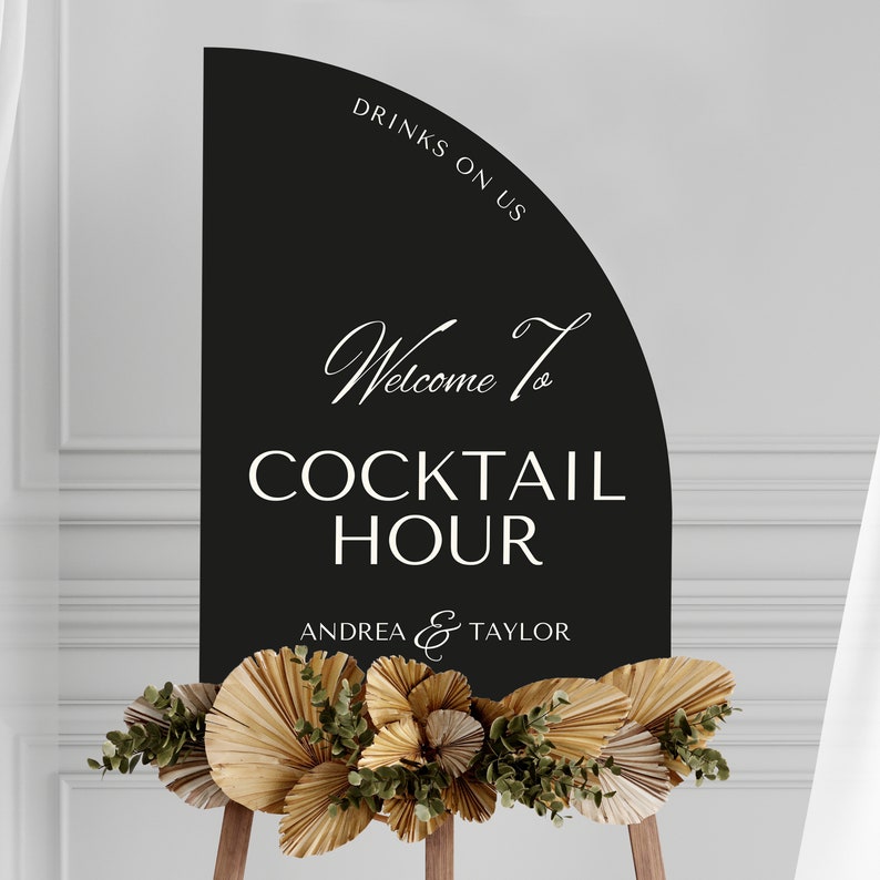 Modern Cocktail Hour Sign Template | Printable Wedding Sign ...