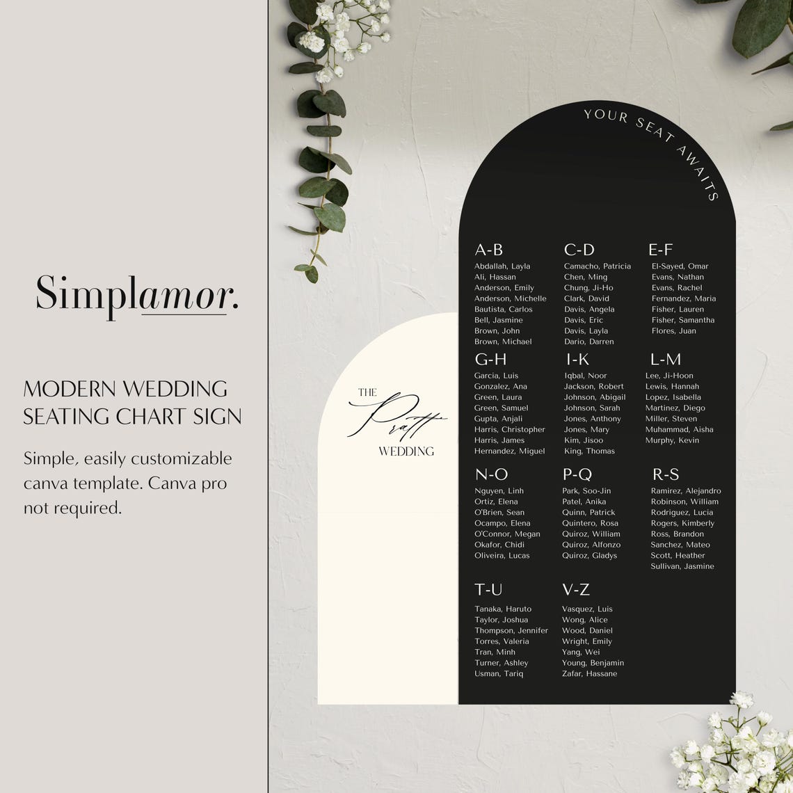 Wedding Seating Chart Template | Seat Assignment Sign for Vinyl ...