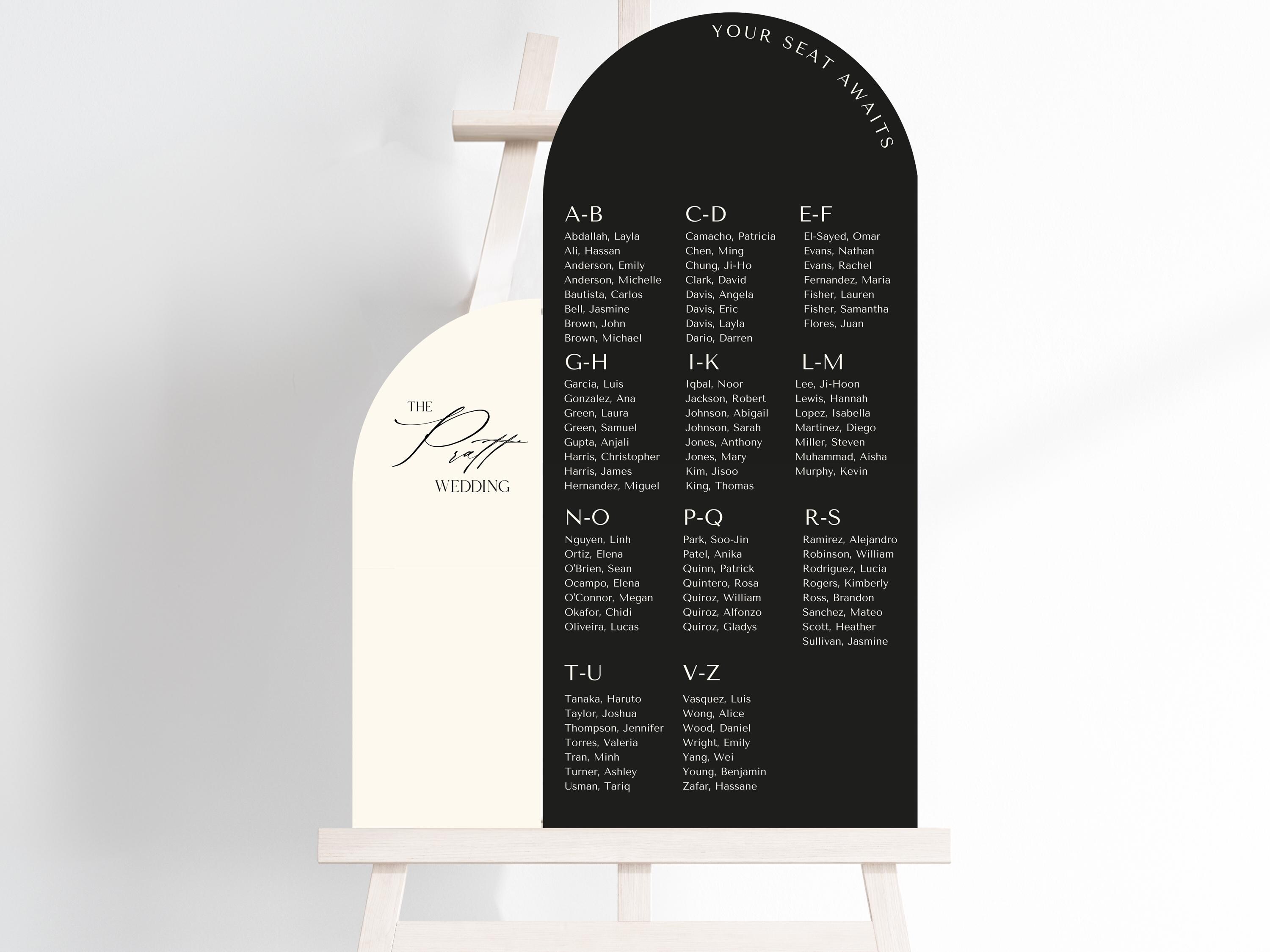Wedding Seating Chart Template | Seat Assignment Sign for Vinyl ...