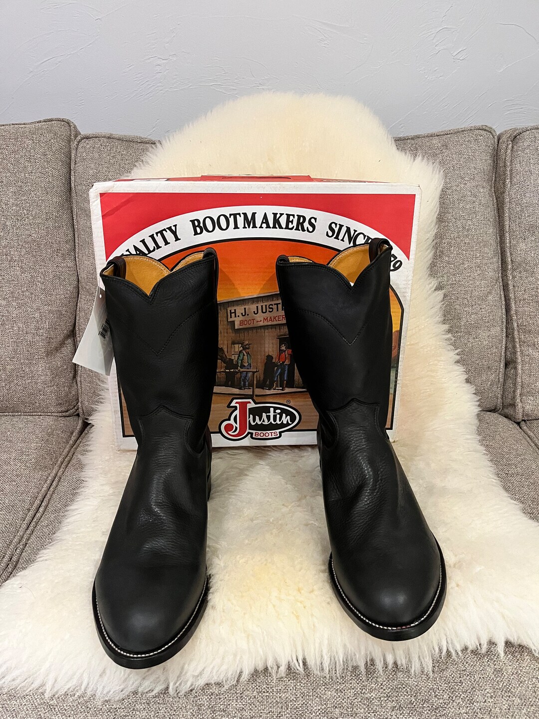 Justin Boots Black Doeskin - Etsy