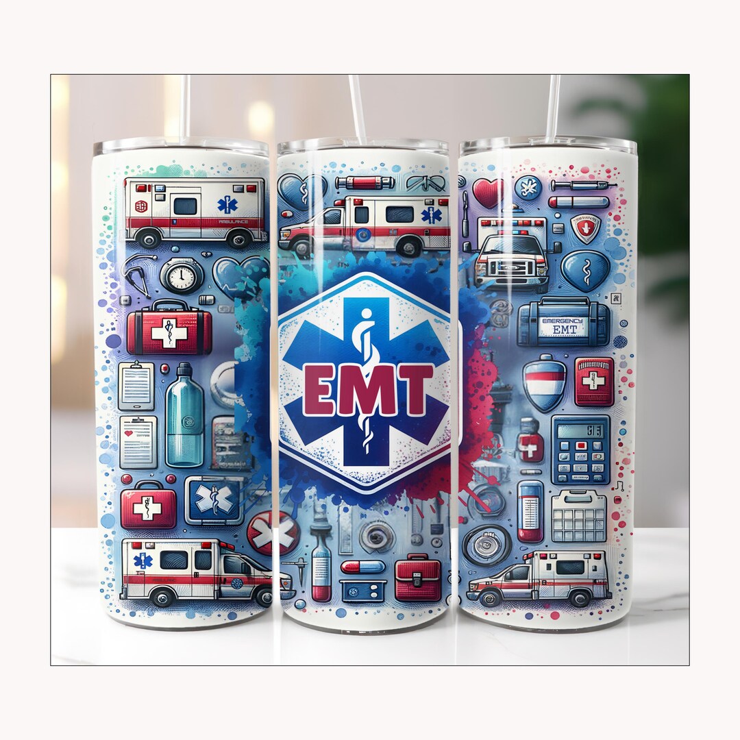 EMT 20oz Skinny Tumbler PNG, Paramedic Sublimation Design Download, EMT ...