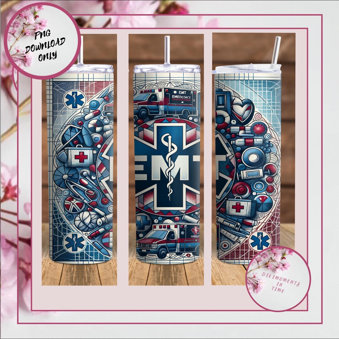 EMT Tumbler Wrap Png, EMT 20 Oz Skinny Tumbler Png Sublimation Design ...