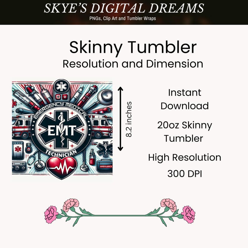 Paramedic Skinny Tumbler Design, Instant Download for Emts, EMT Tumbler ...