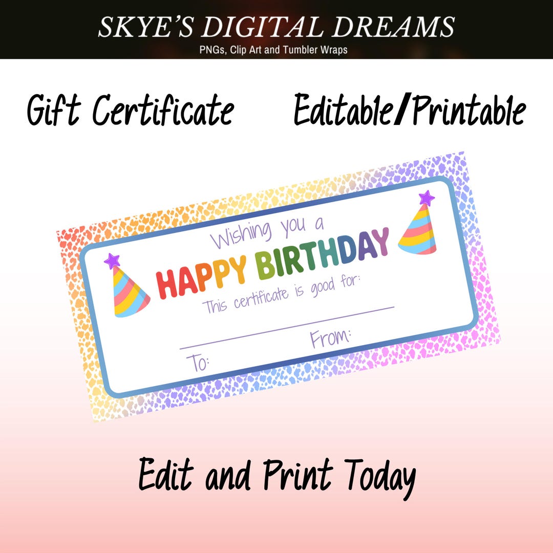 Happy Birthday Custom Gift Voucher Template, Canva Birthday Coupon ...