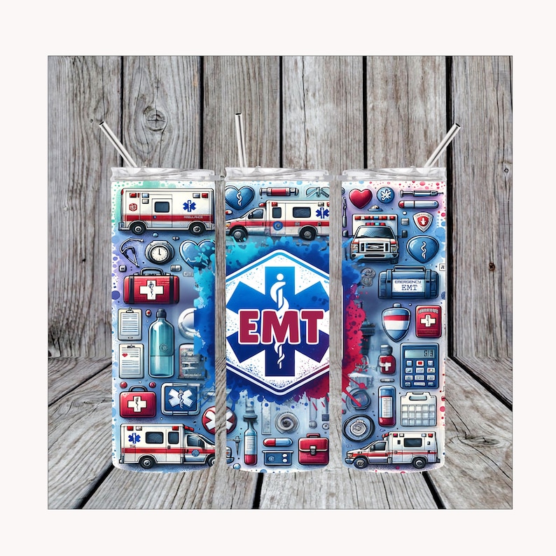 EMT 20oz Skinny Tumbler PNG, Paramedic Sublimation Design Download, EMT ...